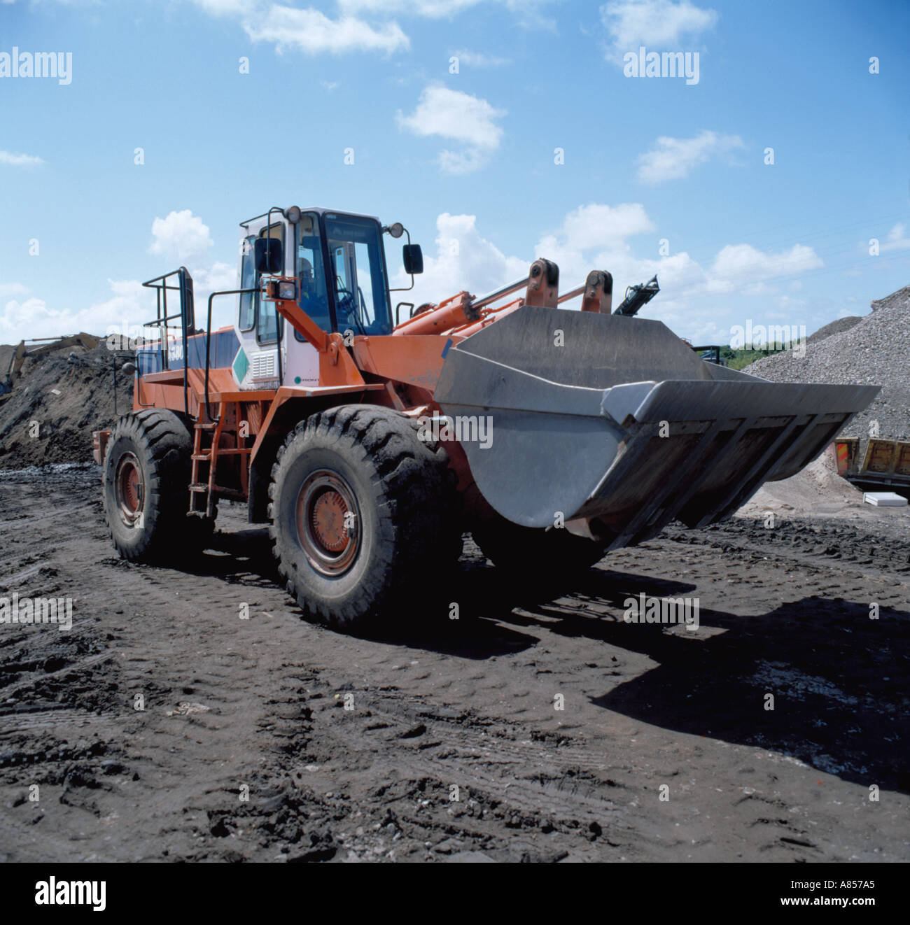 Halla wheeled loader at a waste recycling site; the Fylde, near ...