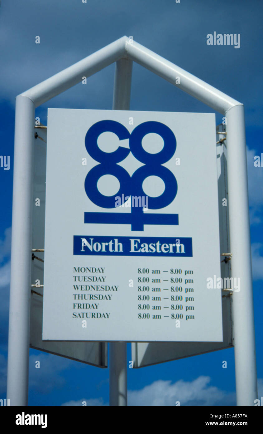 North Eastern Co-op sign / logo, England, UK Stock Photo - Alamy