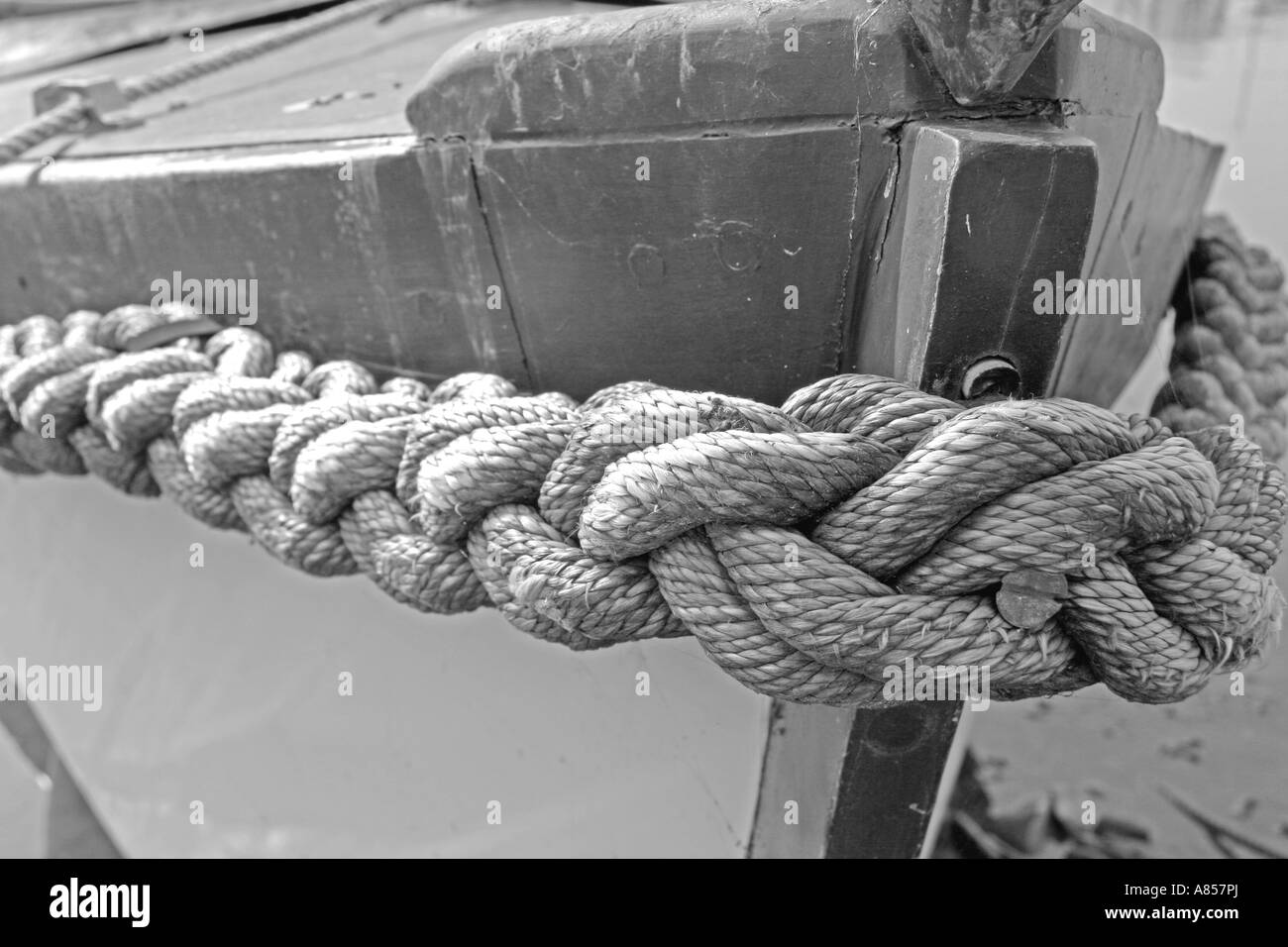 Braided Rope & Boat 1 Stock Photo - Alamy