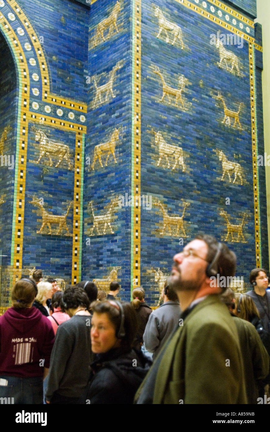 Visitors admire Ishtar Gate at Pergamon Museum in Berlin Stock Photo ...