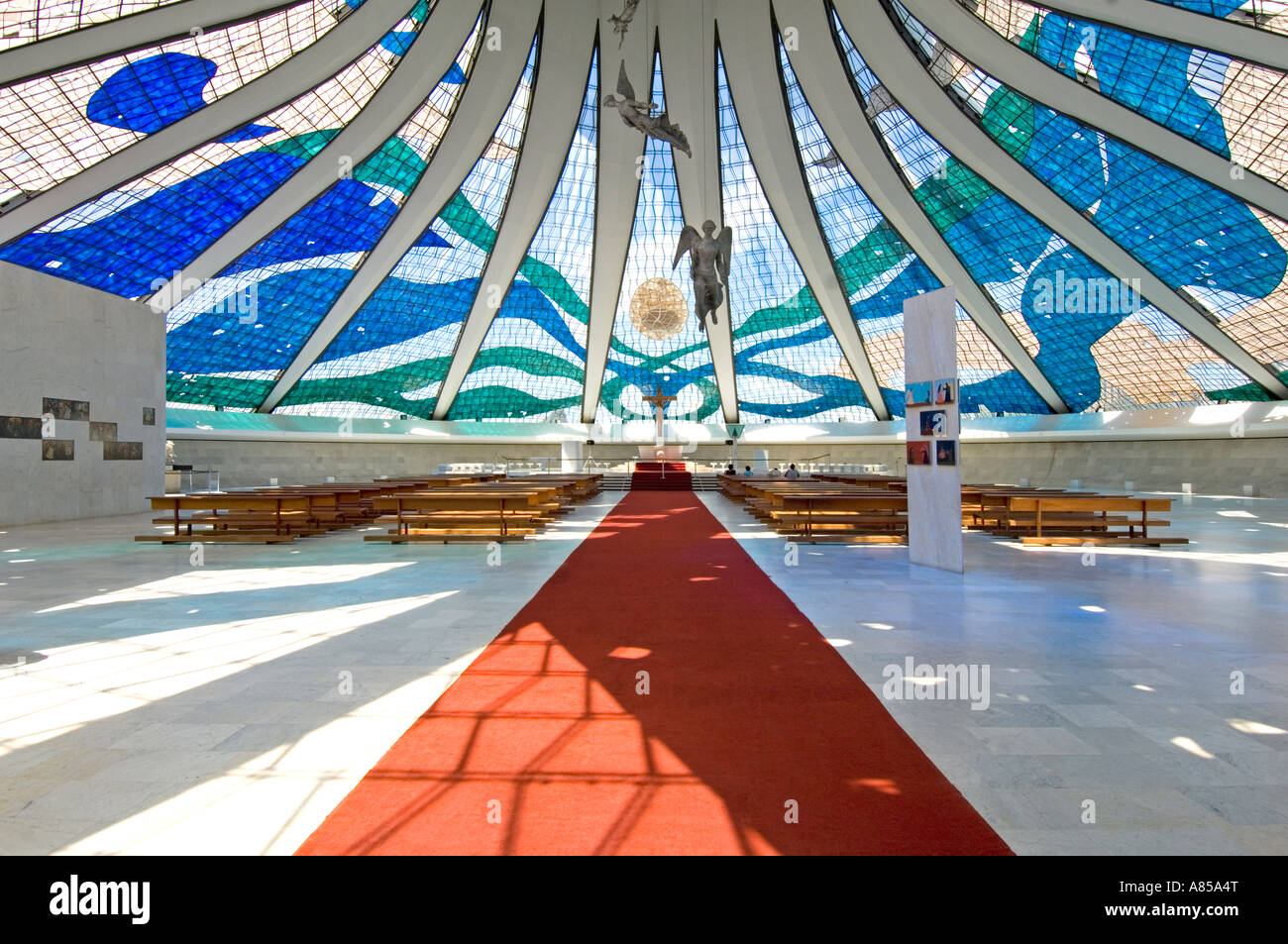 An interior view of The Metropolitan Cathedral of Brasilia designed by ...