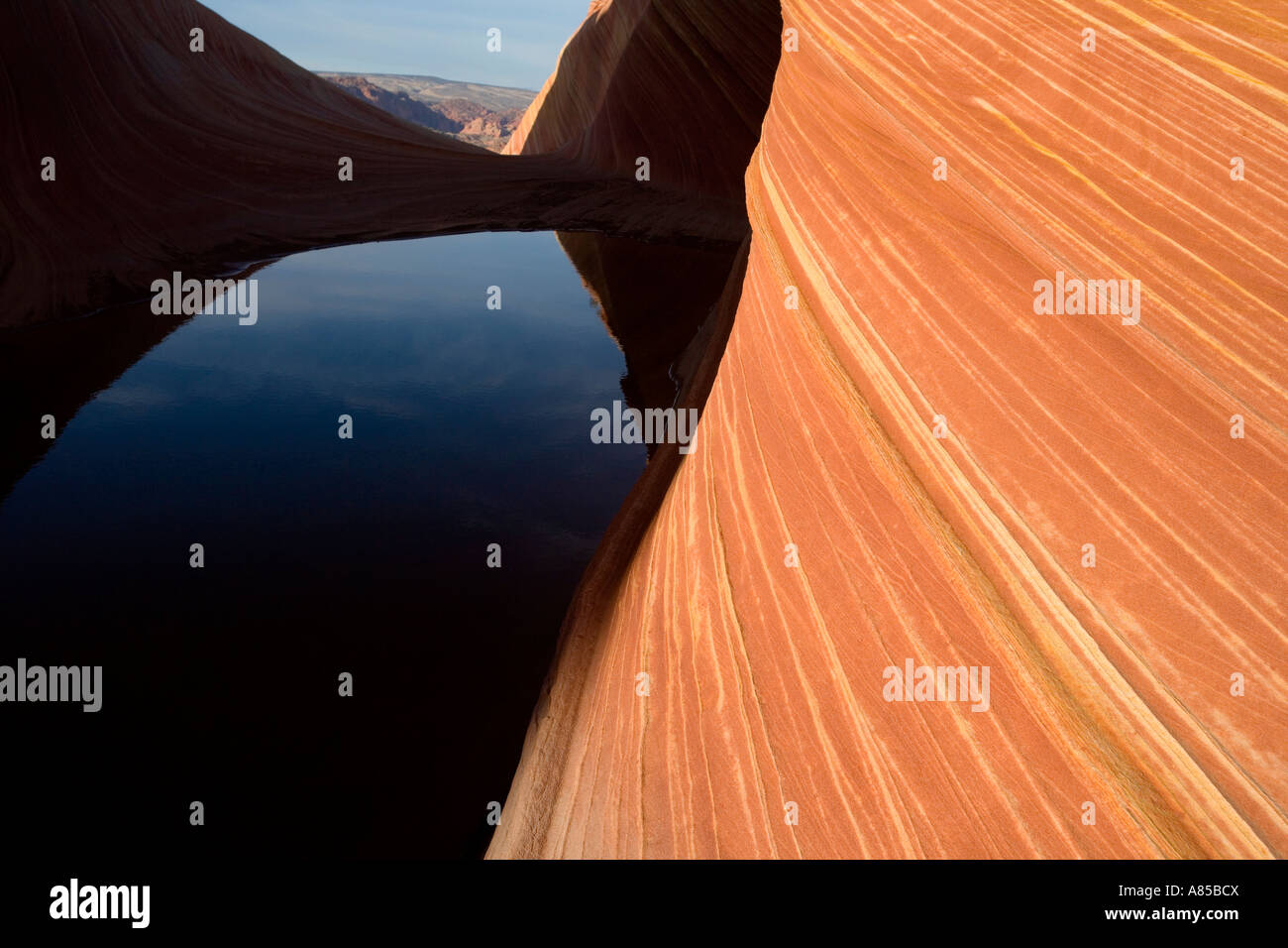 Sandstone and reflections at the Wave Stock Photo - Alamy