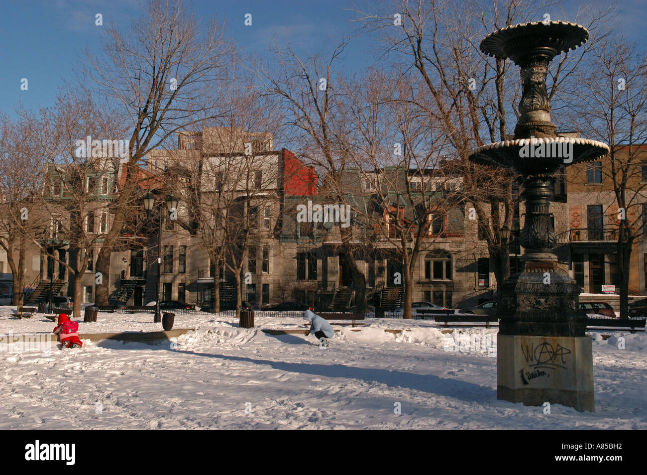 Square Saint Louis in the Plateau Mont Royal area in Montreal Stock ...