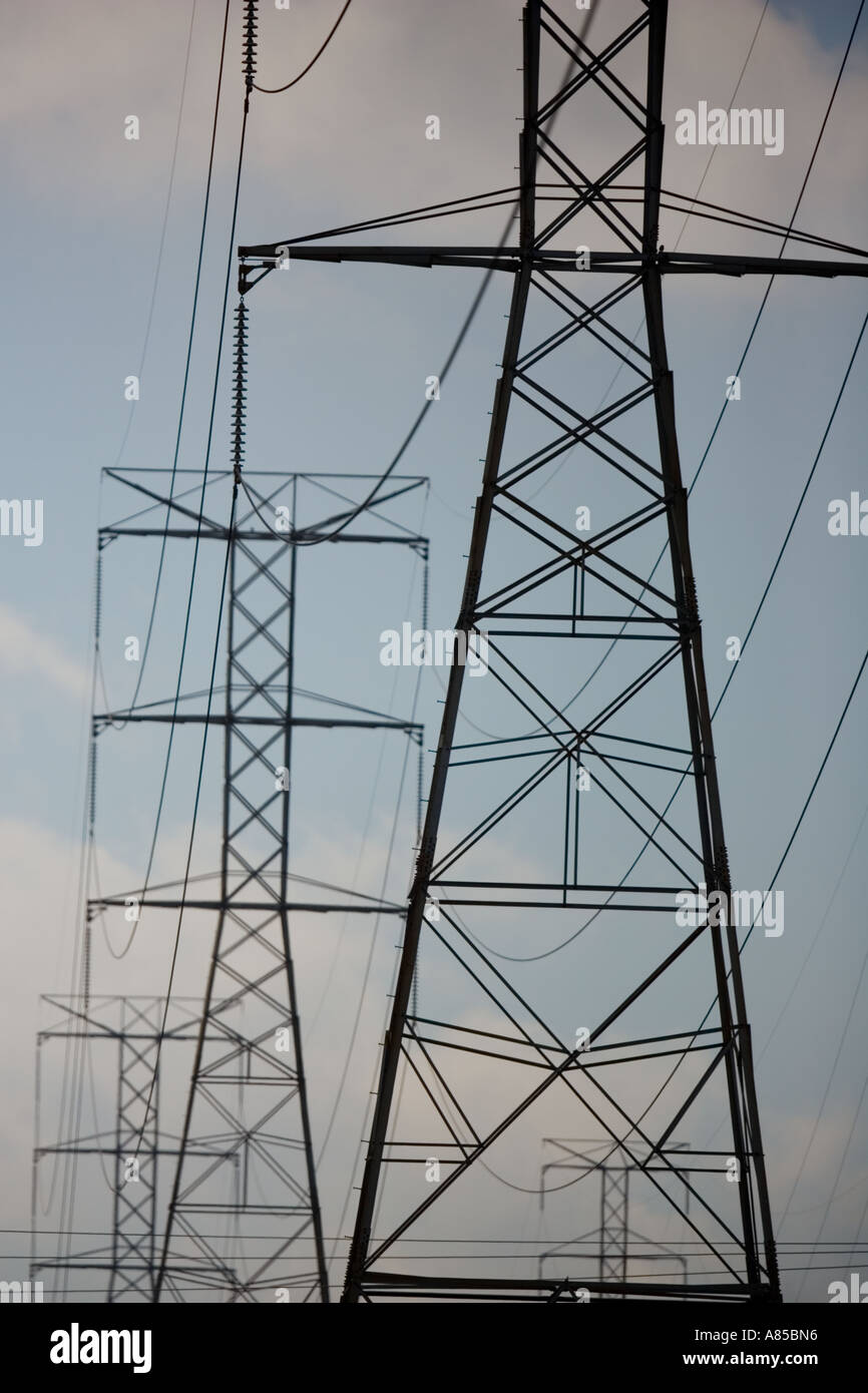 Power cables on a tower Stock Photo - Alamy