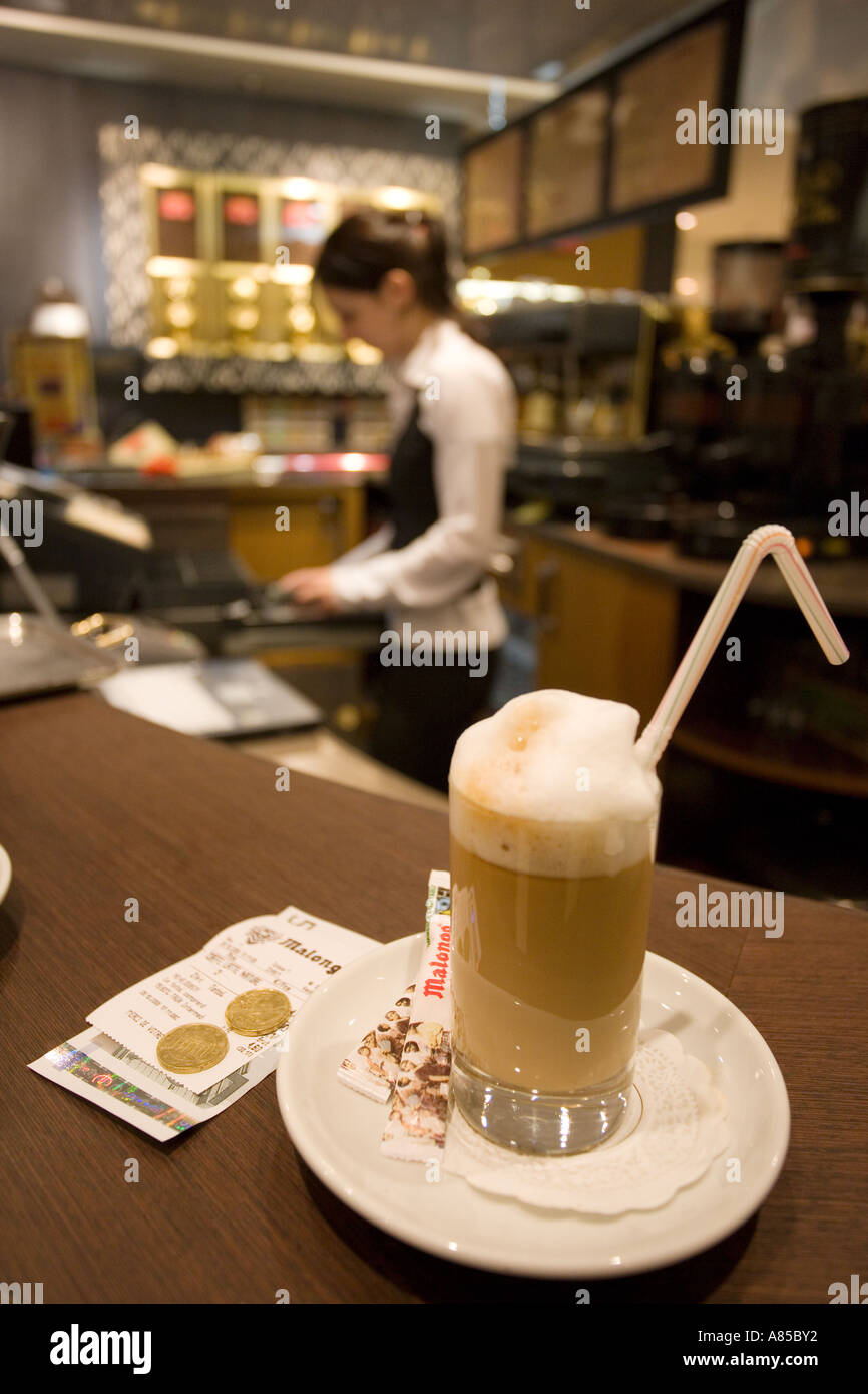 Cafe latte on counter department store Paris France Stock Photo - Alamy