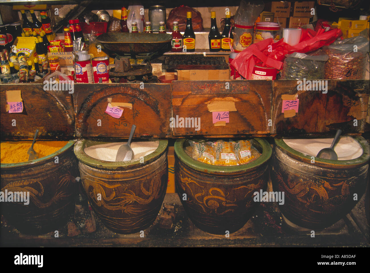 Traditional chinese grocery shop selling from rice to soy sauce Hong ...