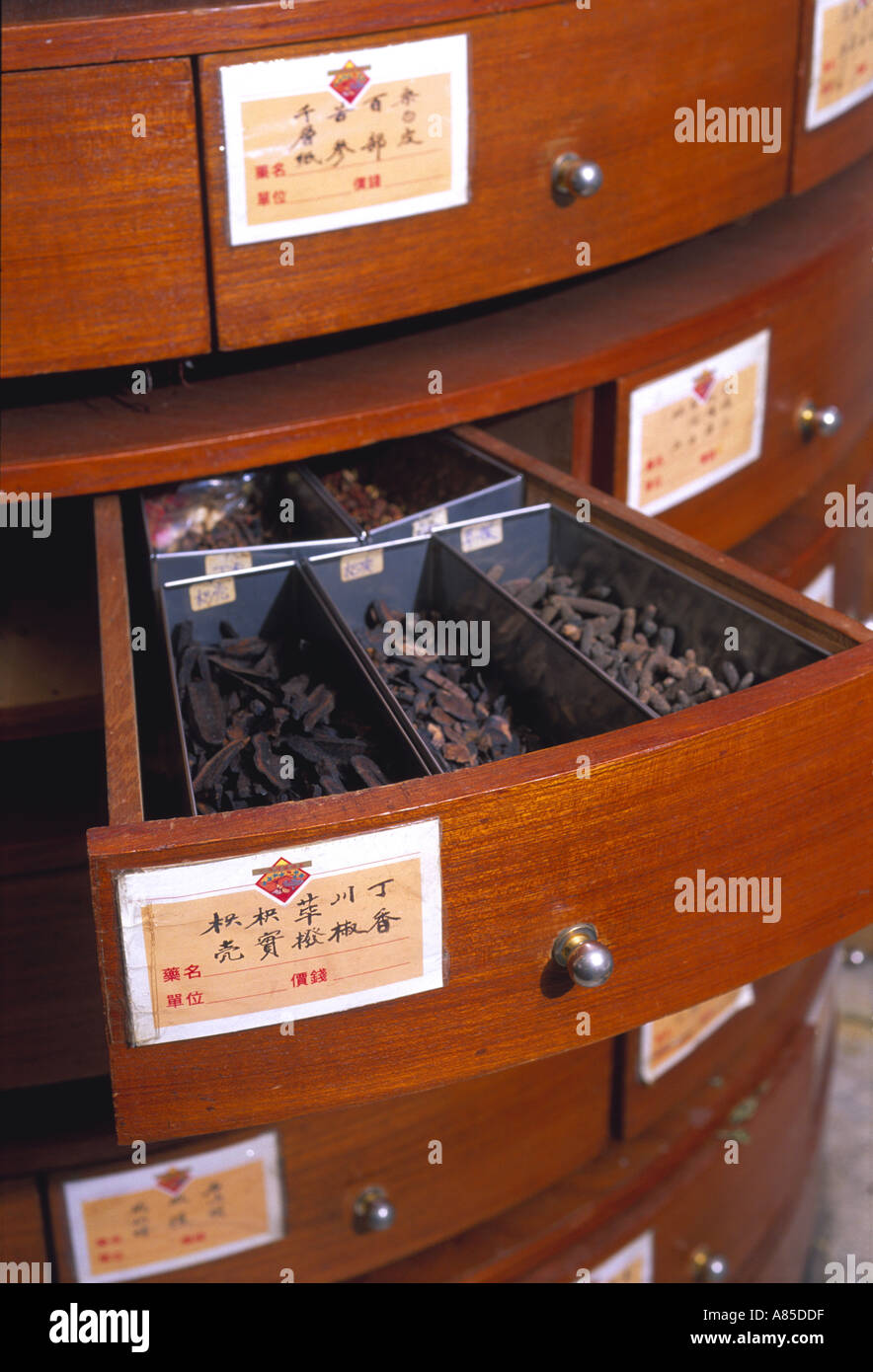 Chinese Medicine carbinet containing many different dried herbs Central ...