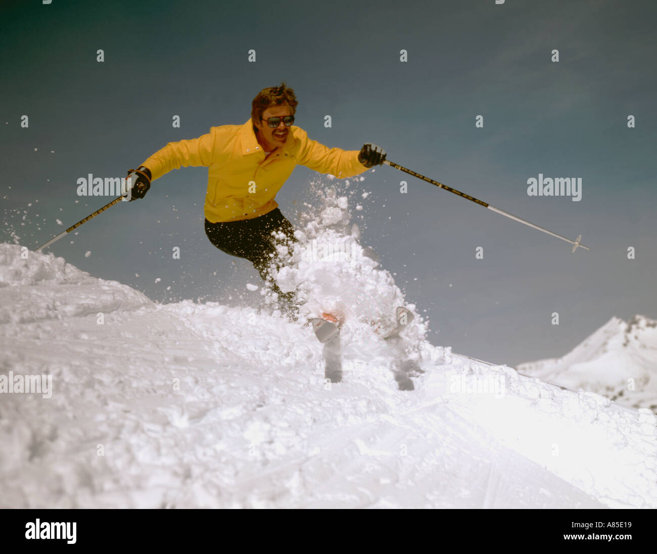 Skier turning on powder snow hi-res stock photography and images - Alamy