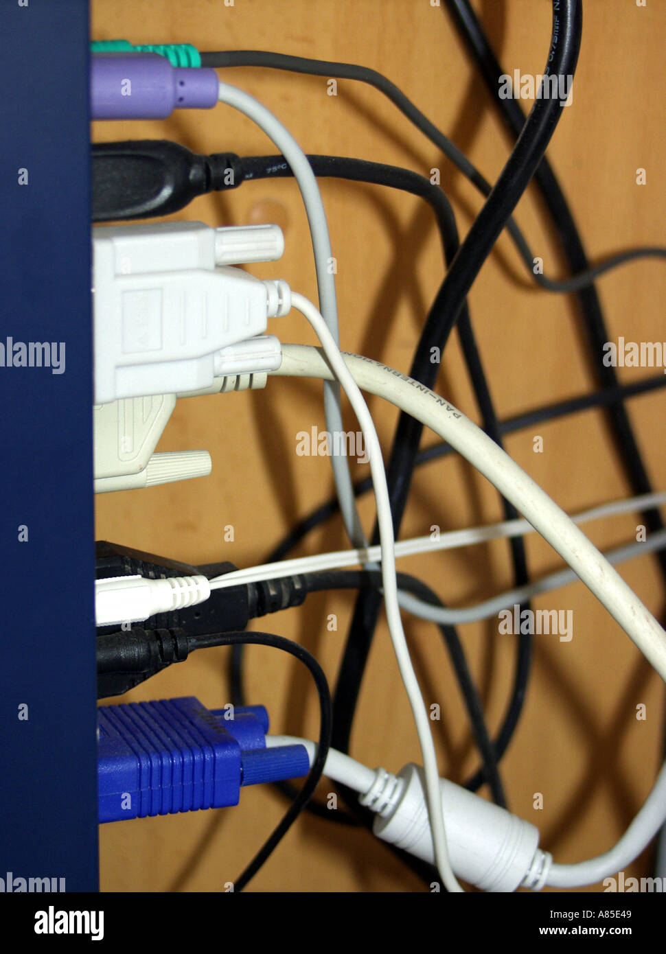 Wires in computer back Stock Photo - Alamy