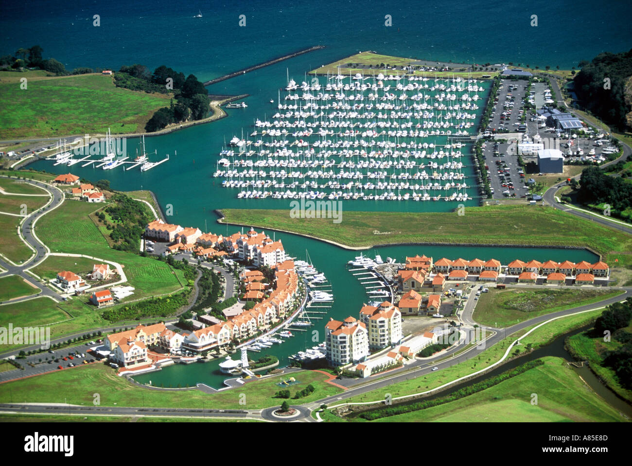 Gulf Harbour and Marina Whangaparaoa Peninsula north of Auckland aerial ...
