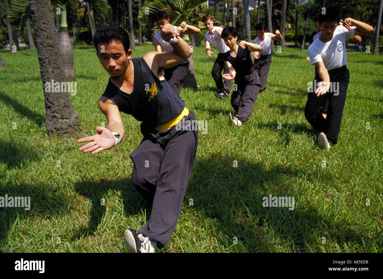 Chinese Kung Fu master showed gesture in Taipei New park taipei Taiwan ...