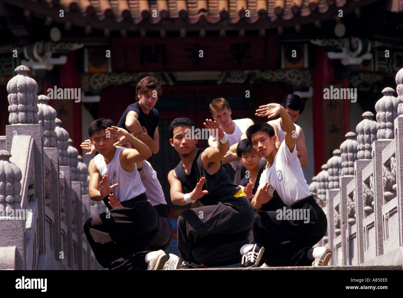 Chinese Kung Fu master and learners performed in Taipei New park taipei ...