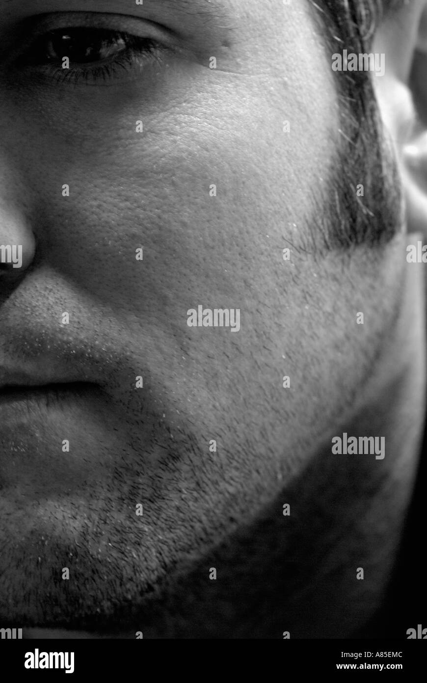 Mono Abstract of a Caucasian Adult Males Face Stock Photo - Alamy