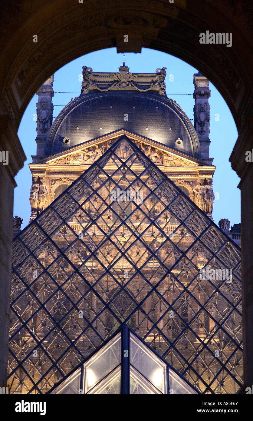 Pyramid of IM Pei at the Louvre Art Museum, Paris, France Stock Photo ...