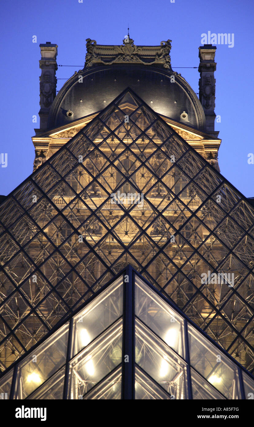 Pyramid of IM Pei at the Louvre Art Museum, Paris, France Stock Photo ...