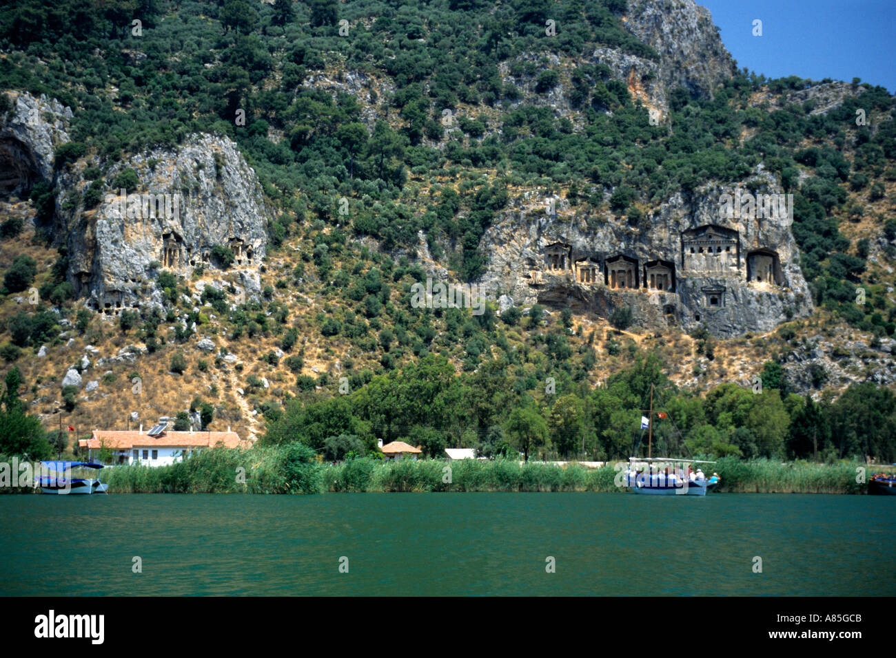 Rock tombs at Dalyan Dalaman River Turkey Stock Photo - Alamy