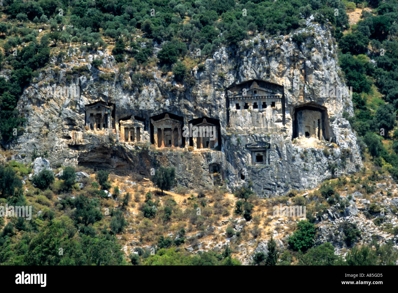 Rock tombs at Dalyan Dalaman River Turkey Stock Photo - Alamy