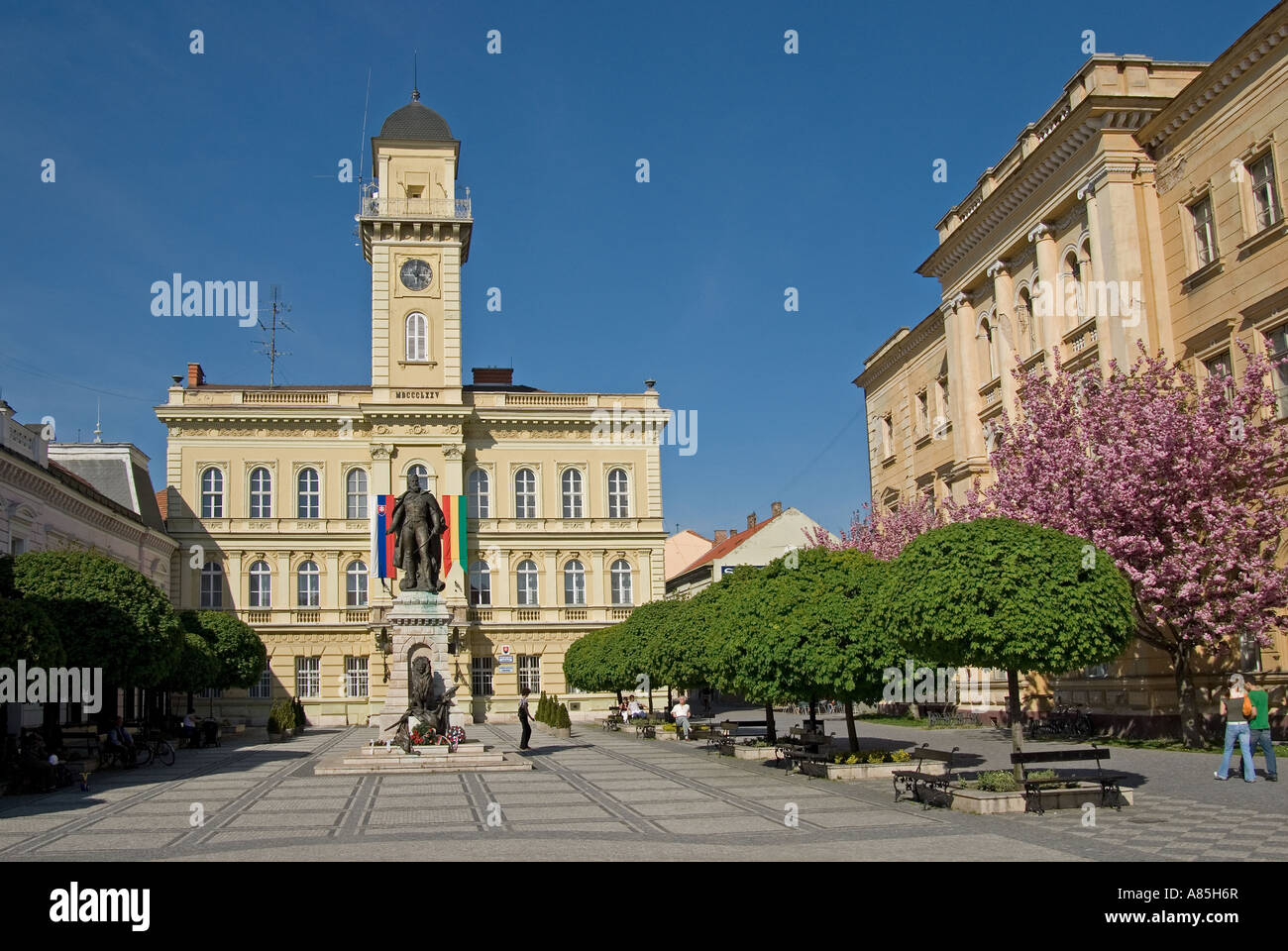 Komarno, Slovakia. Namestie gen Klapku (main square). Town Hall Stock ...