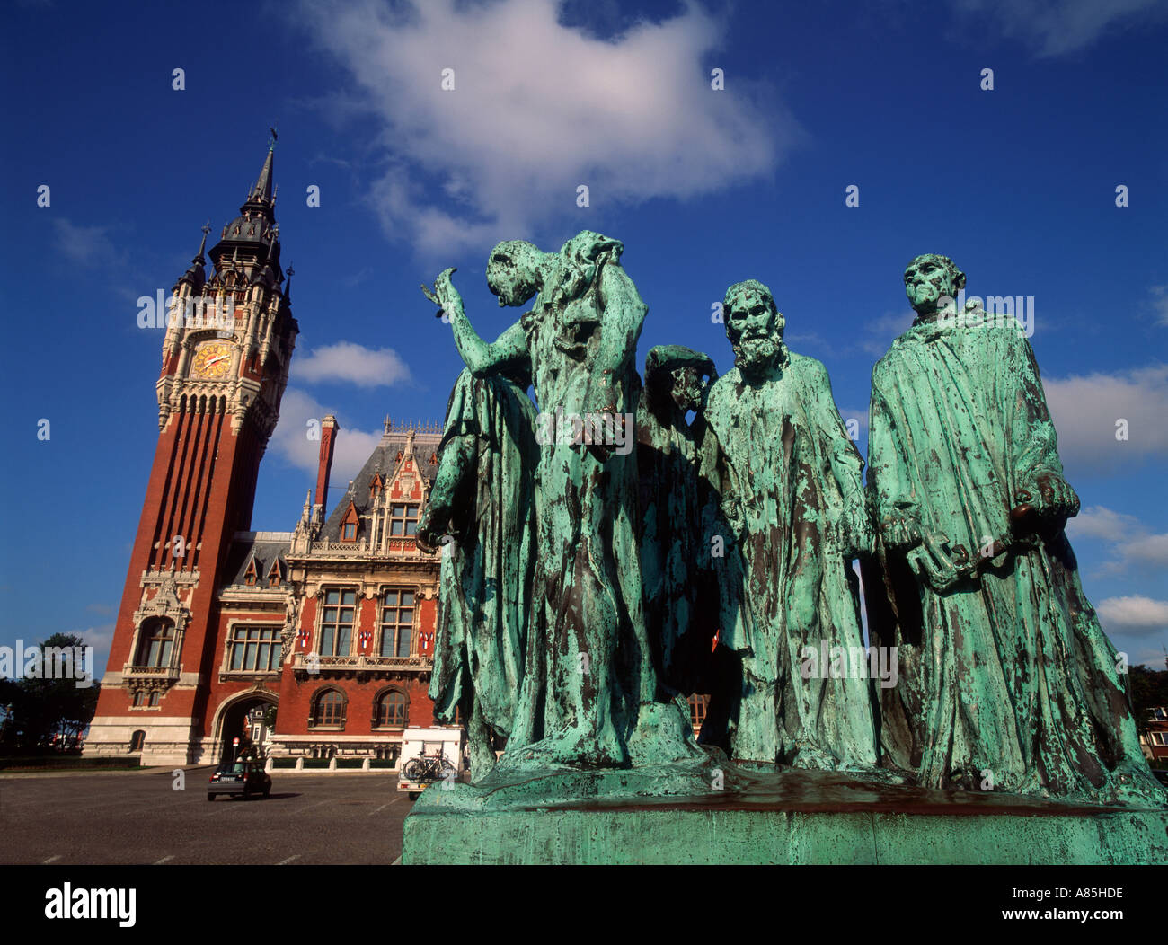 Statue Burghers of Calais by Rodin Hotel de Ville town hall Calais Nord France Stock Photo - Alamy