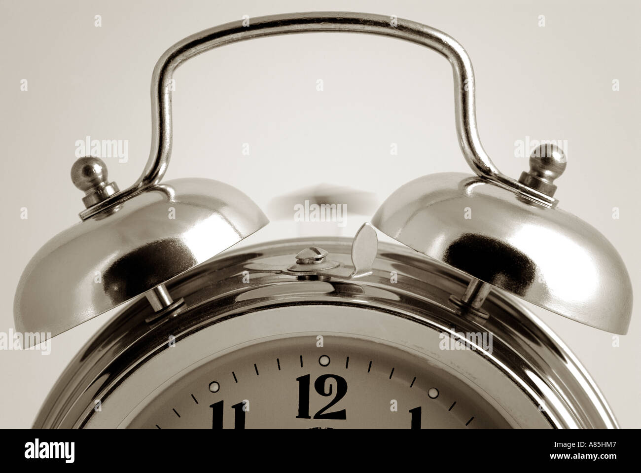 Abstract of an Analogue Alarm Clock Ringing its Bells Early in the ...