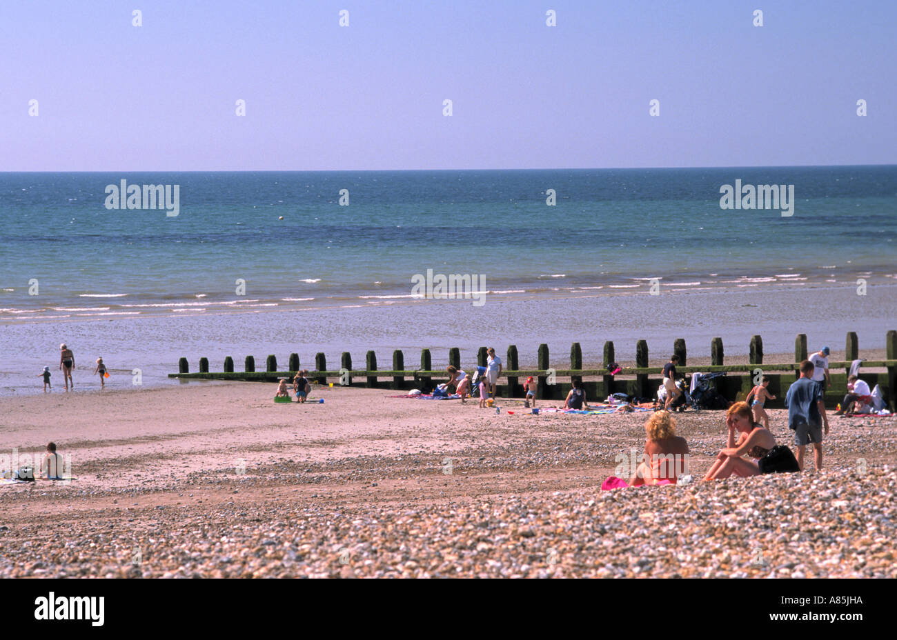 Summer Beach Scene at Lancing West Sussex England Stock Photo - Alamy