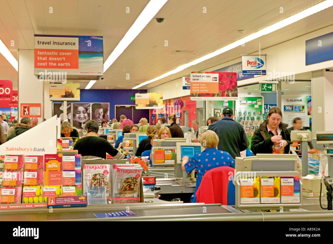 Checkout tills at supermarket Wales UK Stock Photo - Alamy