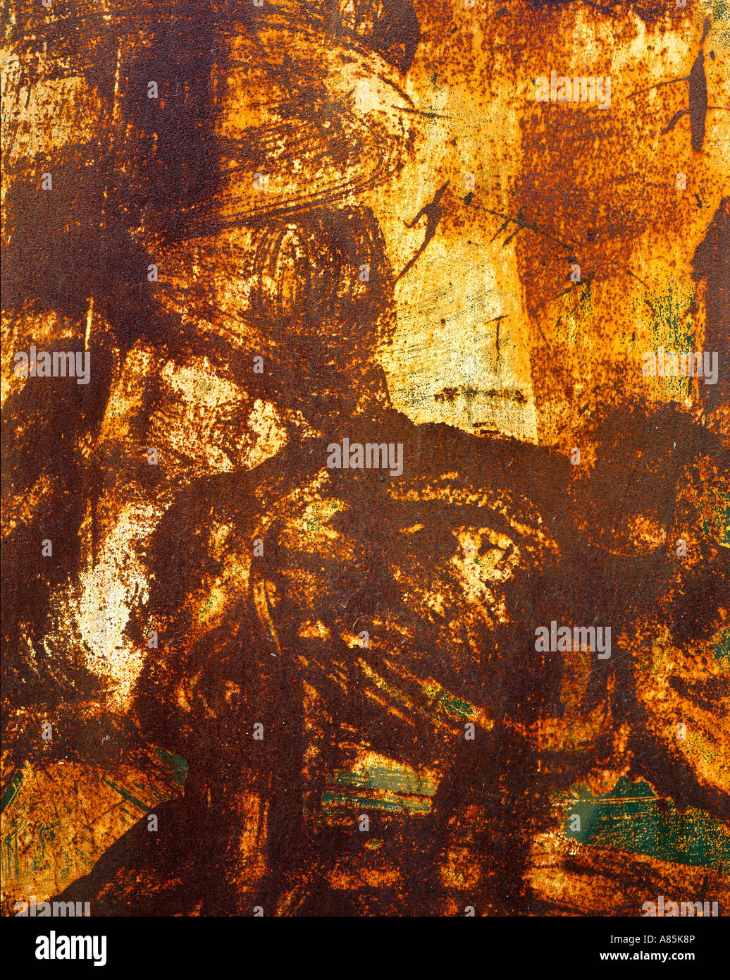 ARTISTIC AND ABSTRACT DETAIL OF RUSTED STEEL WALL BACKGROUND PATTERN ...