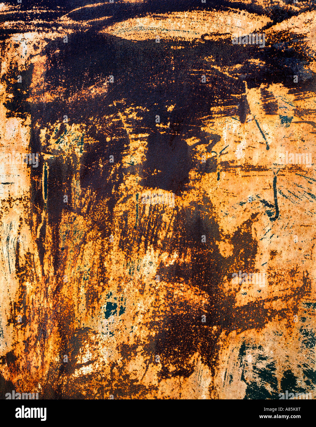 ARTISTIC AND ABSTRACT DETAIL OF RUSTED STEEL WALL BACKGROUND PATTERN ...
