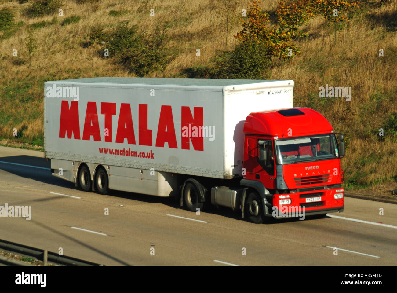 M25 motorway" Matalan articulated lorry Stock Photo - Alamy