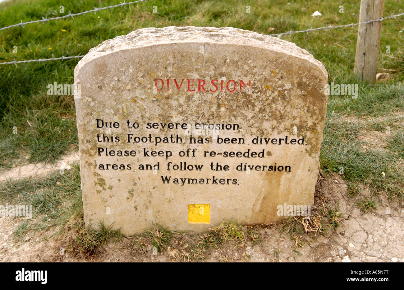 Footpath waymarker diversion due to severe erosion Lulworth Cove to ...