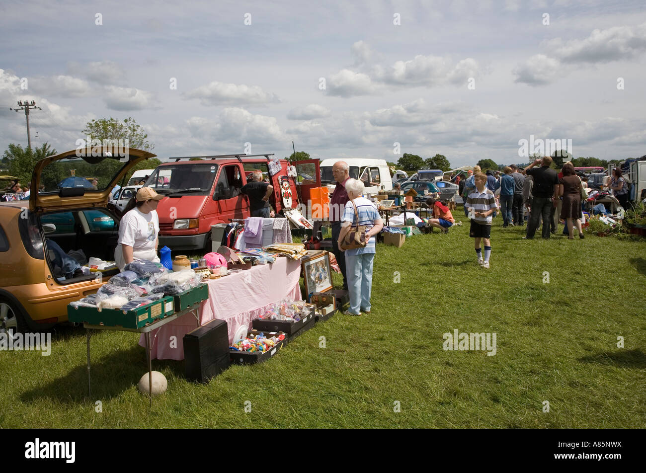 Car boot sale Wales UK Stock Photo - Alamy