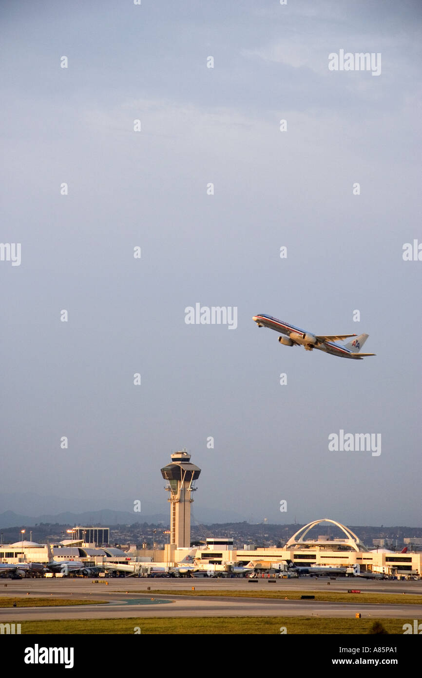 American airlines Boeing 757 airplane taking off from LAX airport Los ...