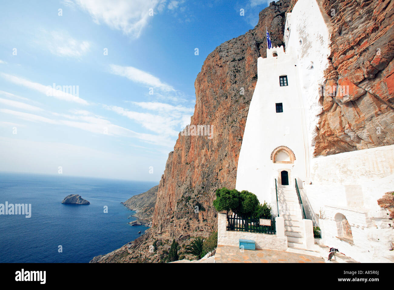 GREECE CYCLADES AMORGOS ISLAND THE HOLY MONASTERY OF PANAGIA ...