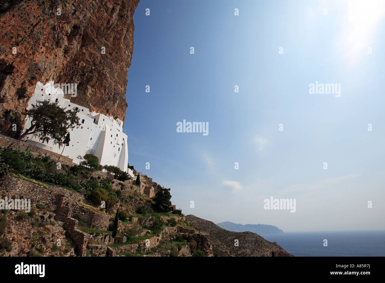 GREECE CYCLADES AMORGOS ISLAND THE HOLY MONASTERY OF PANAGIA ...