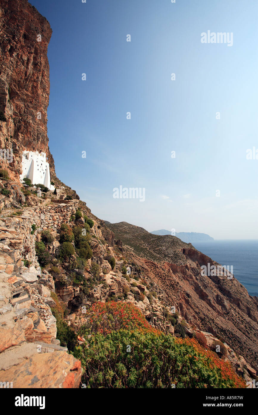 GREECE CYCLADES AMORGOS ISLAND THE HOLY MONASTERY OF PANAGIA ...