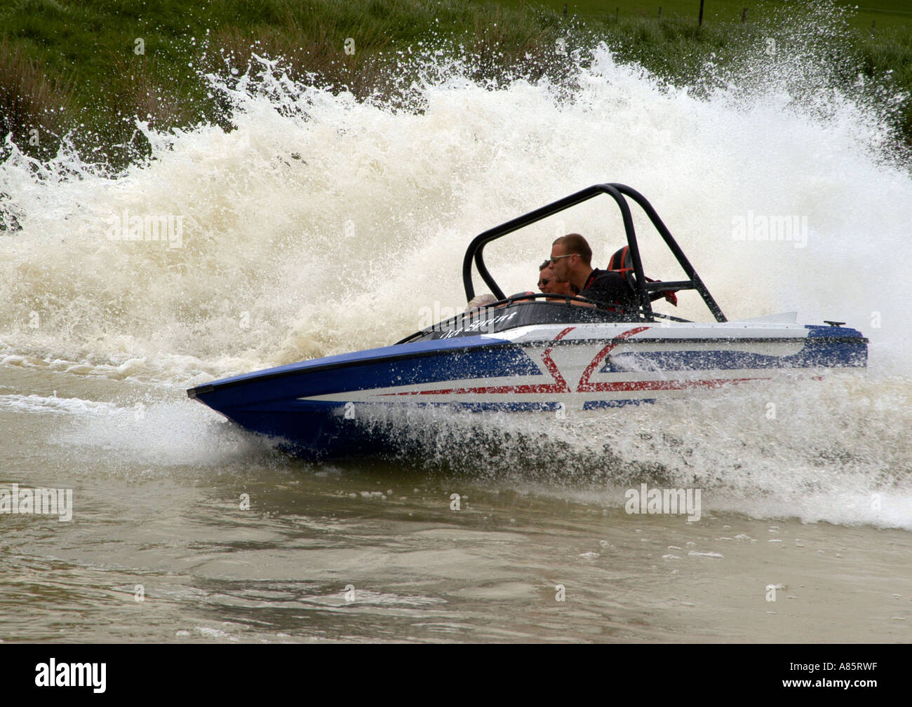 Jet boating at Flat Hills, New Zealand Stock Photo - Alamy