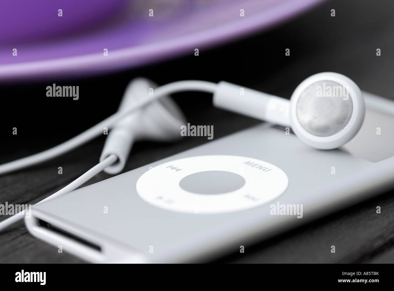 ipod mp3 player on garden table Stock Photo - Alamy