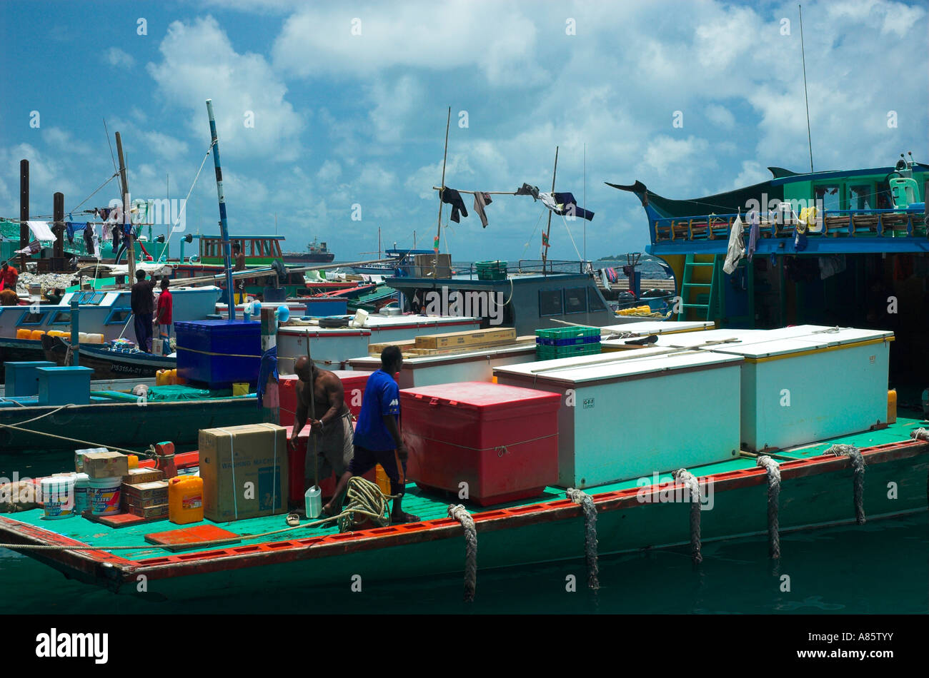 A traditional Dhoni boat used as a house boat for locals and for inter ...