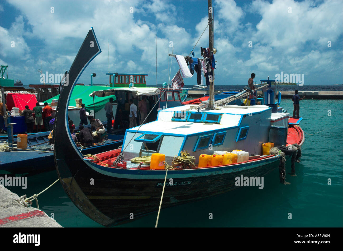 A traditional Dhoni boat used for inter island transportation in the ...