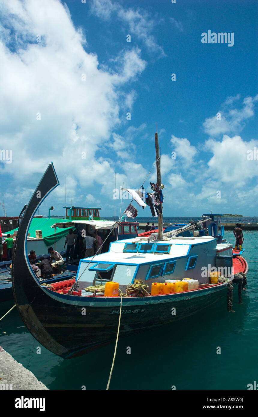 A traditional Dhoni boat used for inter island transportation in the ...