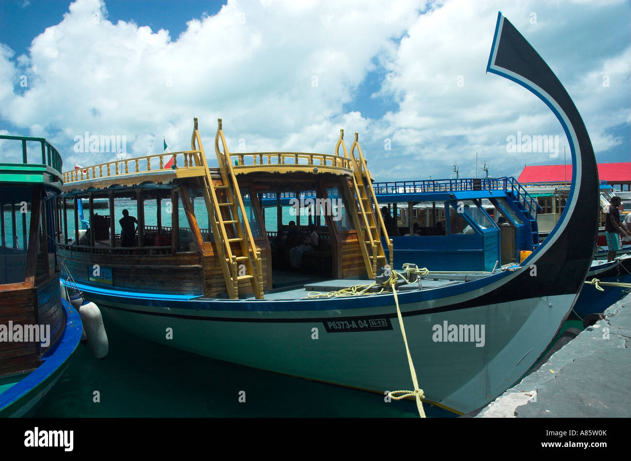 A traditional Dhoni boat used for inter island transportation in the ...