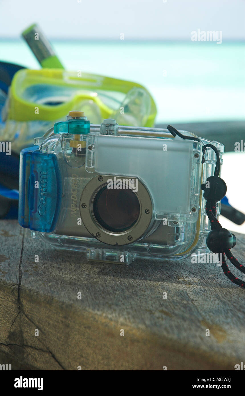 A digital camera in a waterproof underwater housing, which allows ...