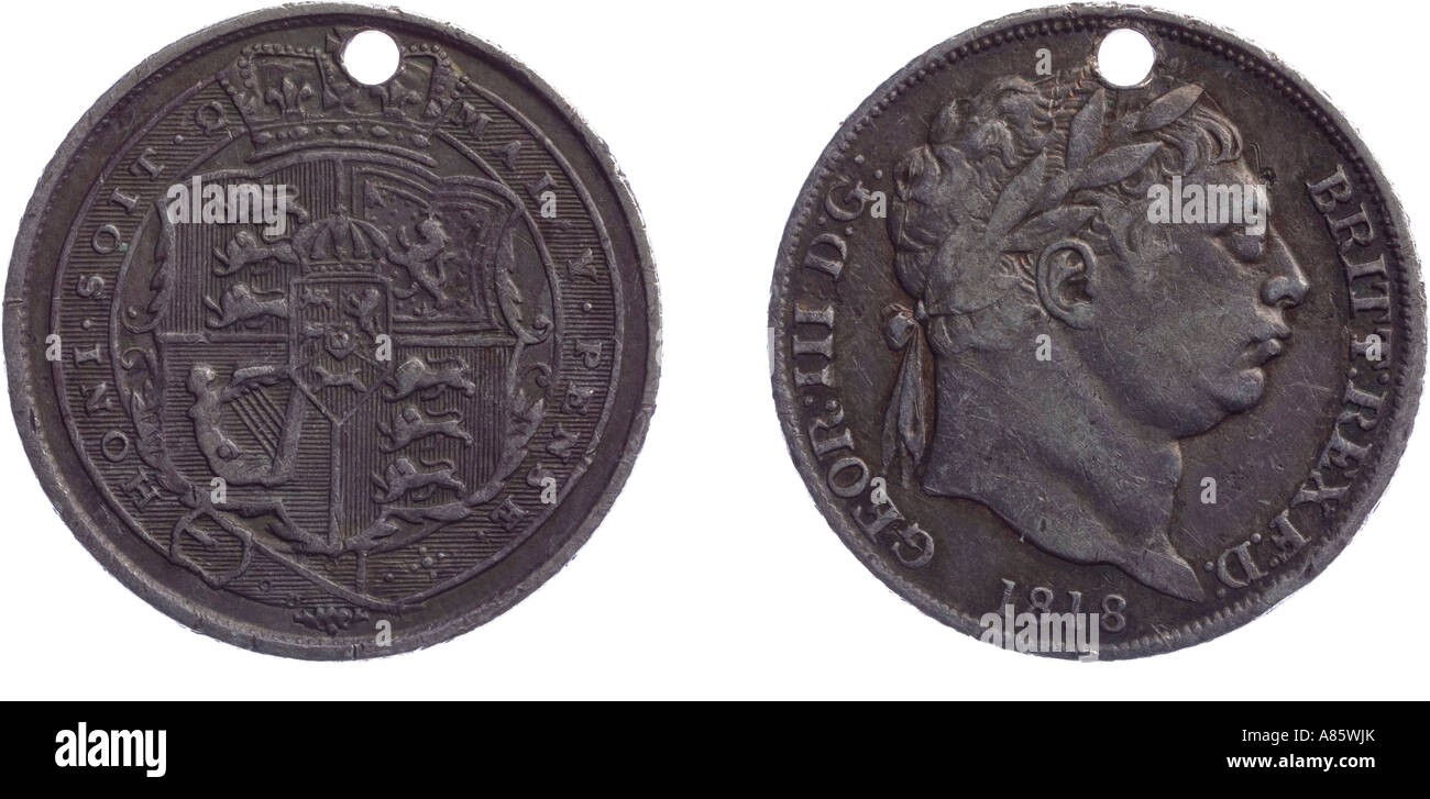 Old British Coin King George III 3rd third sixpence money 1818 Stock ...