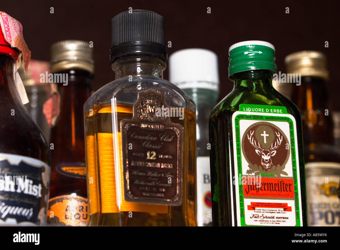 A collection of miniature liquor bottles Stock Photo - Alamy