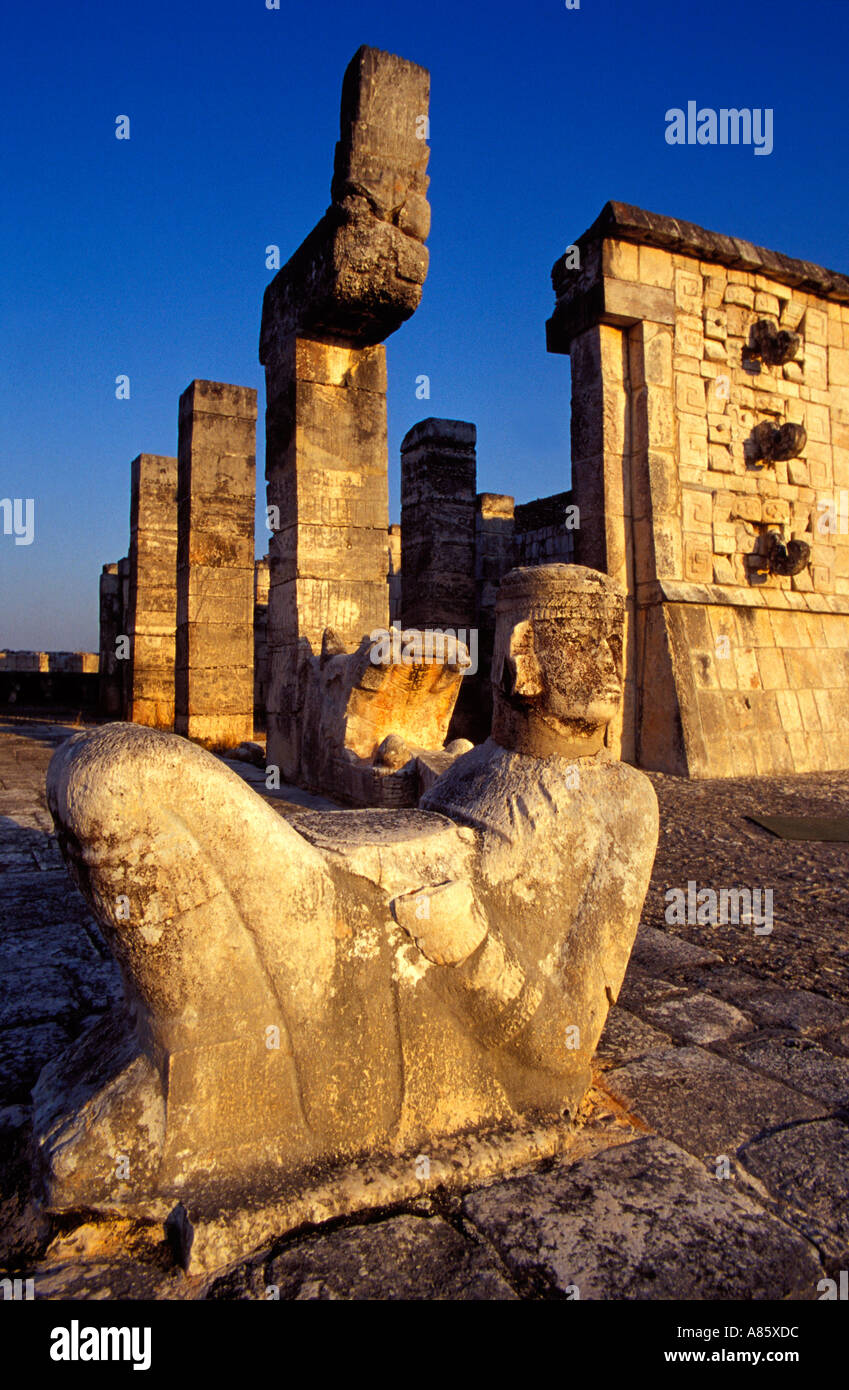 Chichen Itza . Chac Mool statue God of Rain at the Temple of Warriors ...