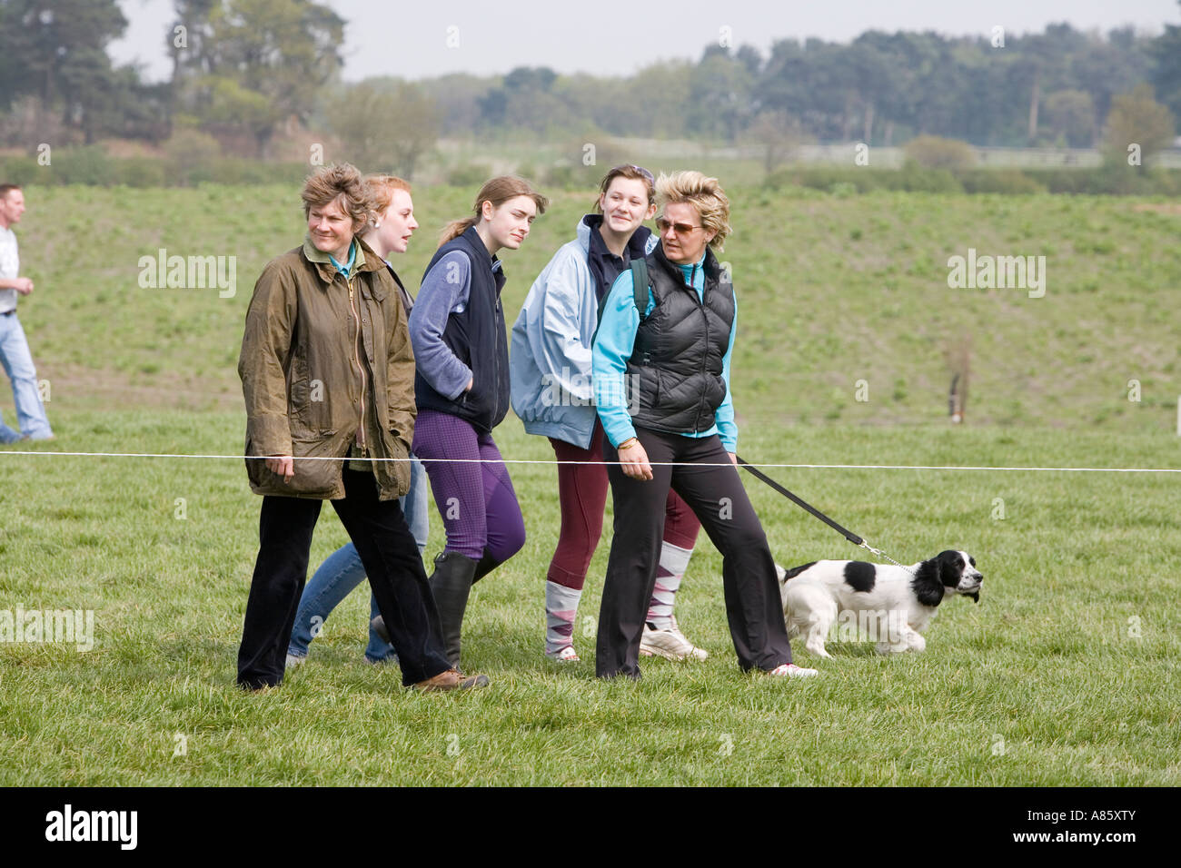 British Eventing Equestrian Event spectators with dog Stock Photo - Alamy