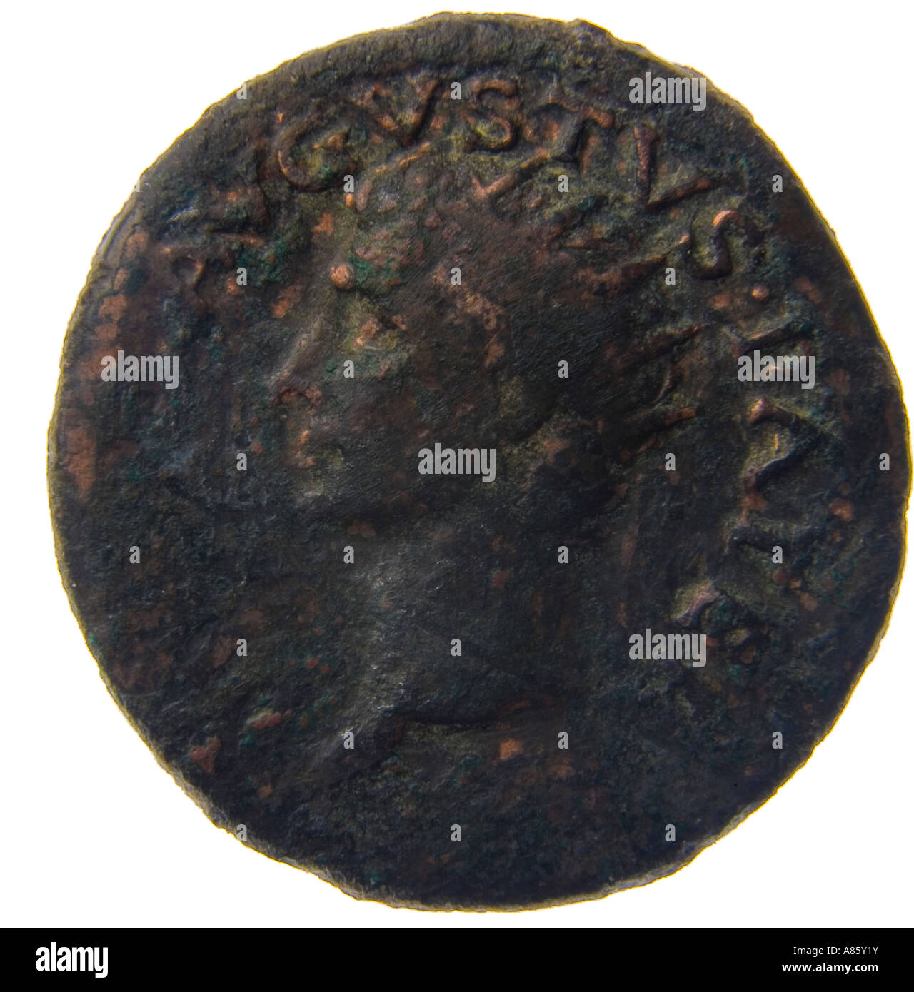 Emperor Augustus roman coin rome empire money ancient old bronze Stock ...