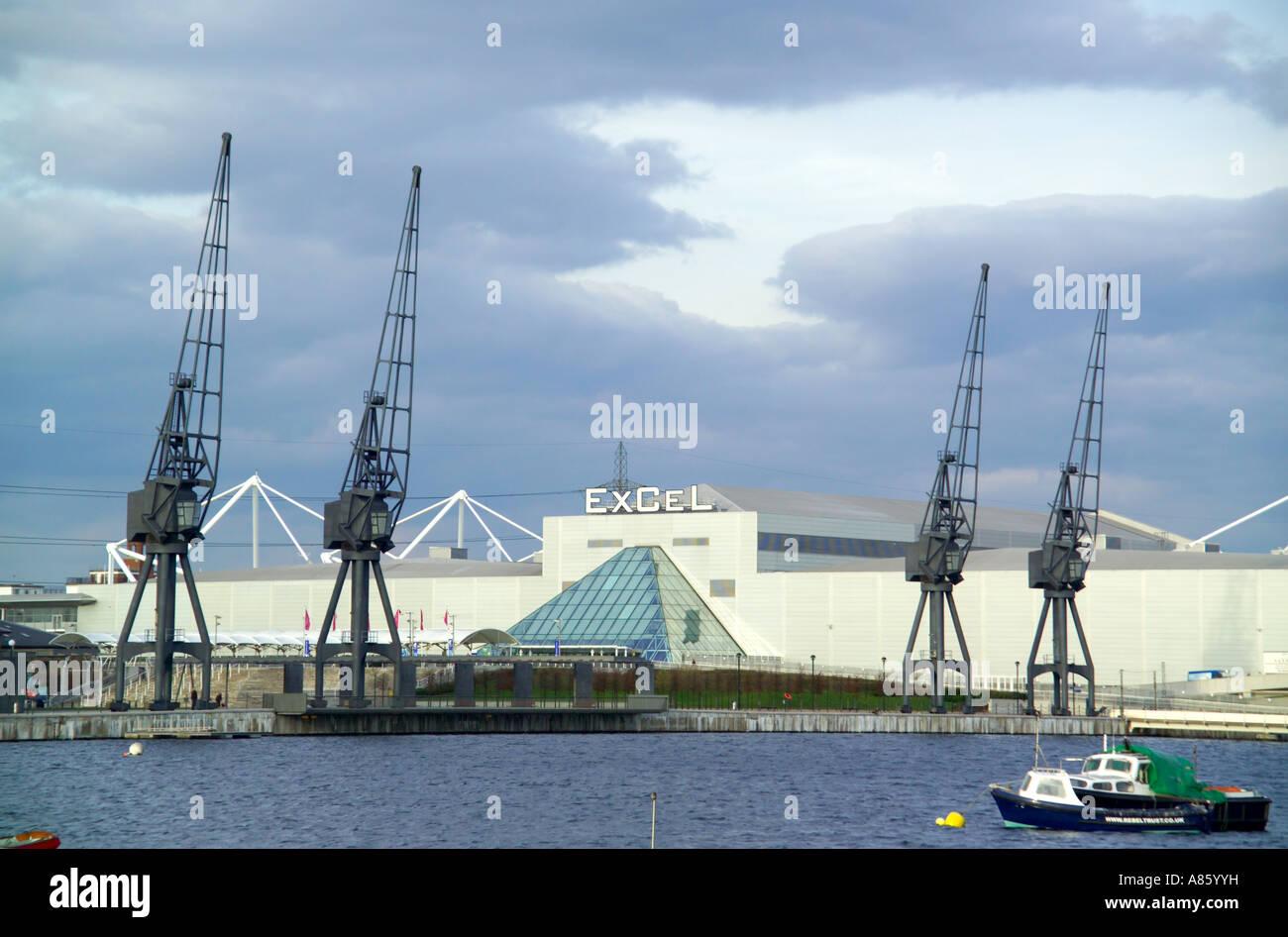 Excel centre in the Docklands basin Stock Photo - Alamy