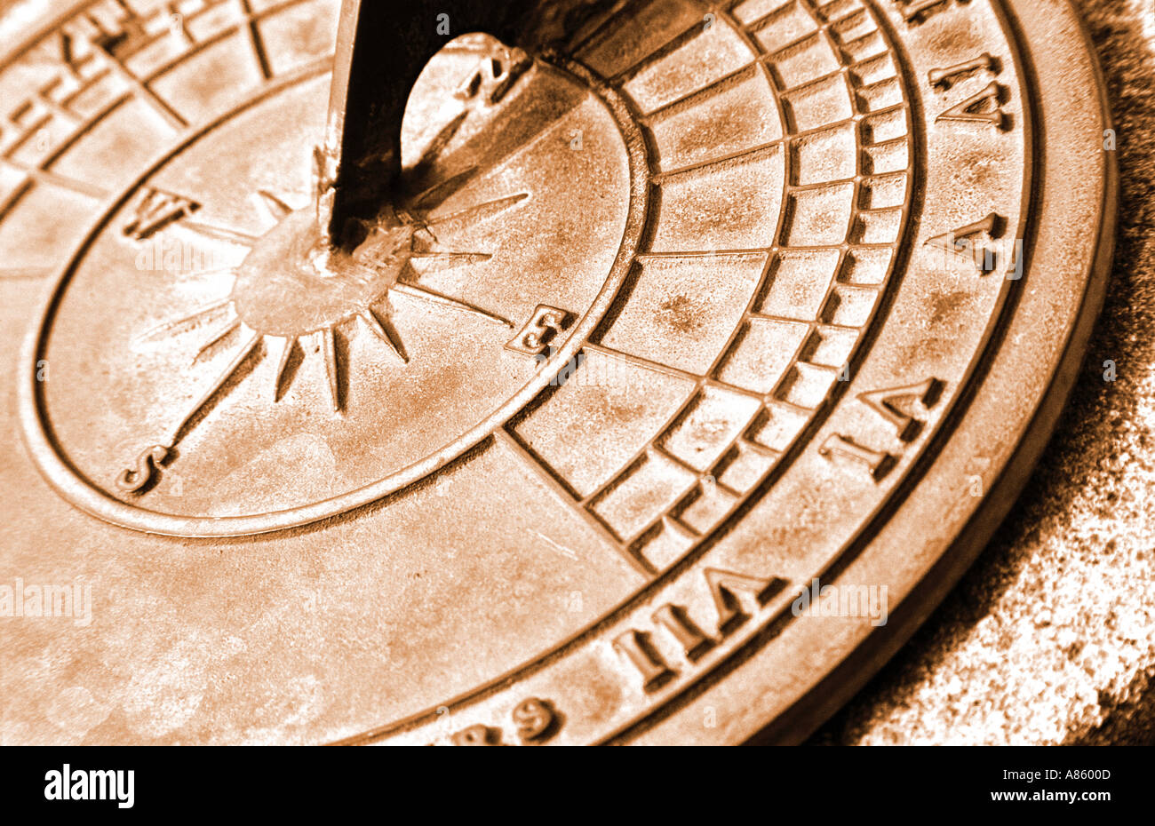 Sun clock in public garden Stock Photo - Alamy