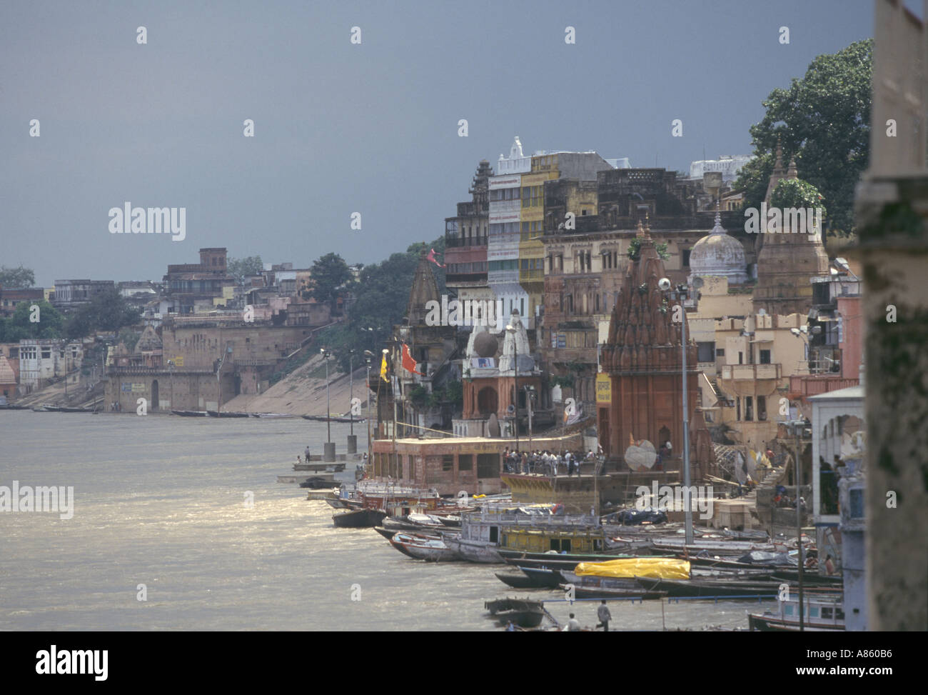 A view of Ganges Banaras Ghats in Monsoon Stock Photo - Alamy